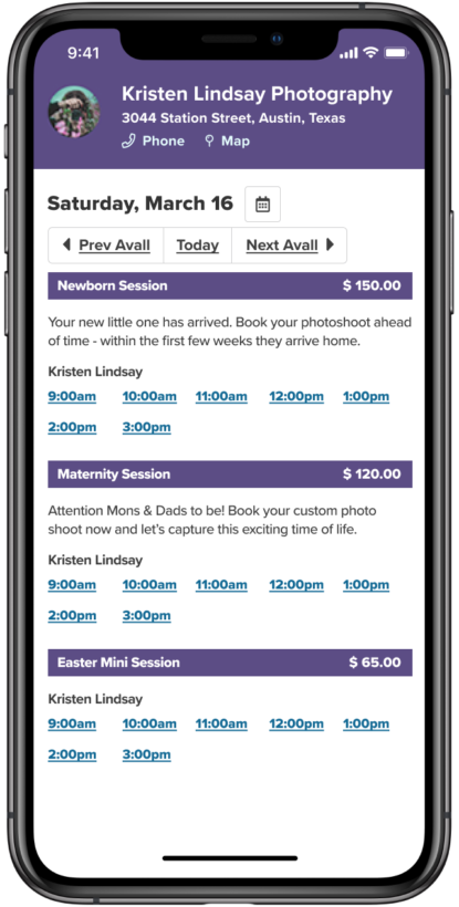 Photography Appointment Scheduling & Payments Software - FREE Trial!